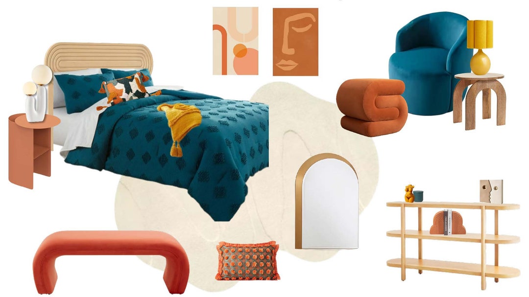 Funky Modern Bedroom | Online Interior Design | Custom Interior Design ...