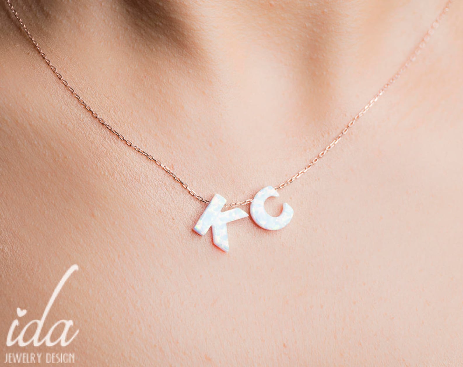 Rose Gold Initial Necklace Personalized Gift for Women | Etsy