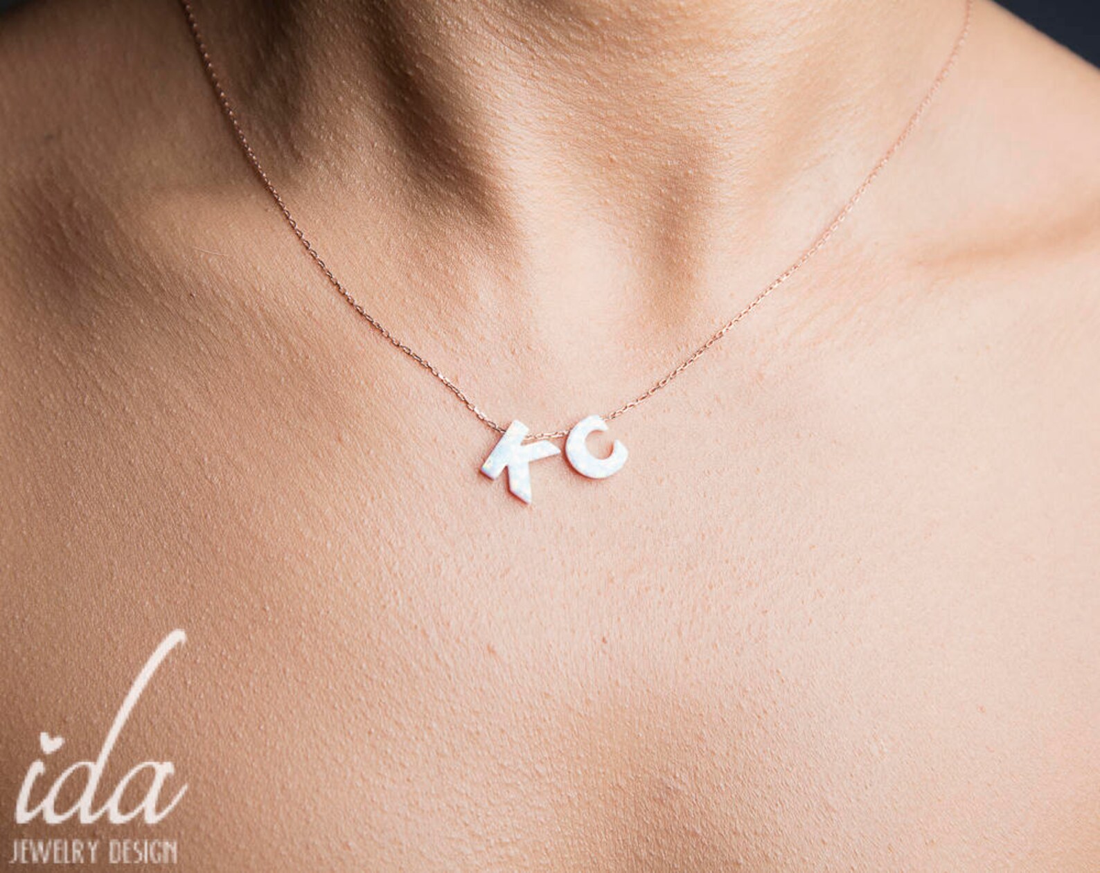 Rose Gold Initial Necklace Personalized Gift for Women | Etsy