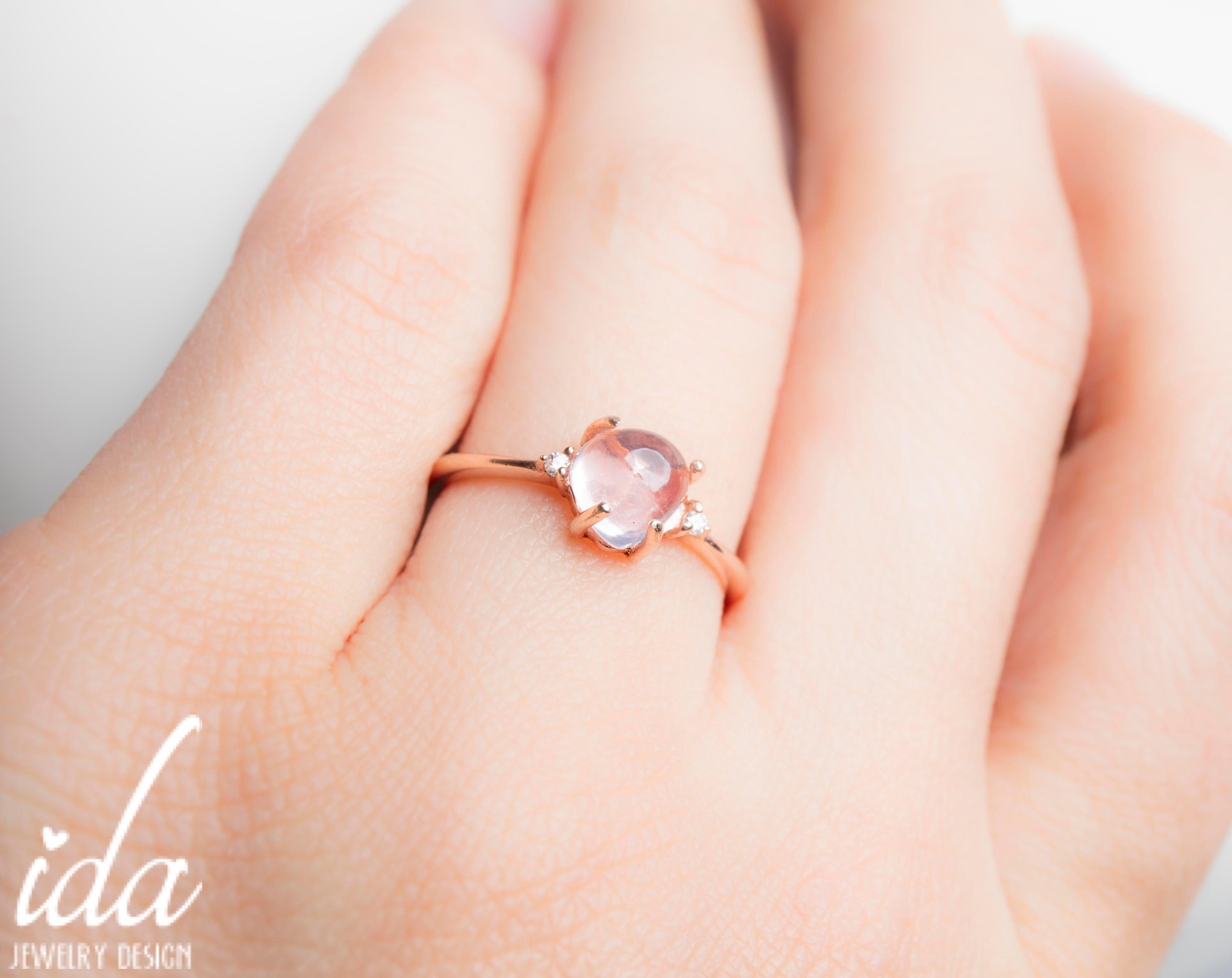Moonstone Ring Heart Cut Engagement Ring 14K Rose Gold - Etsy