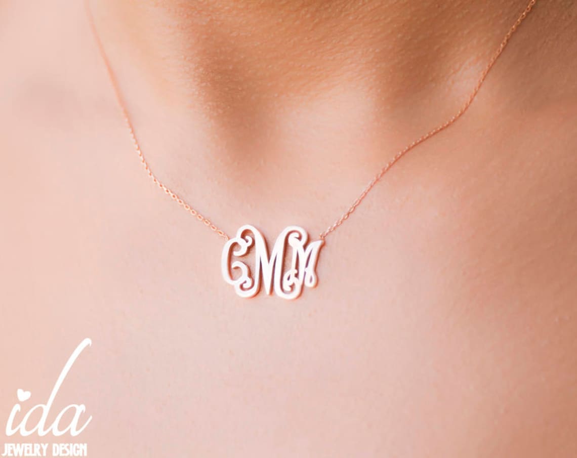 Personalized Monogram Necklace Monogrammed Gifts Gift for | Etsy