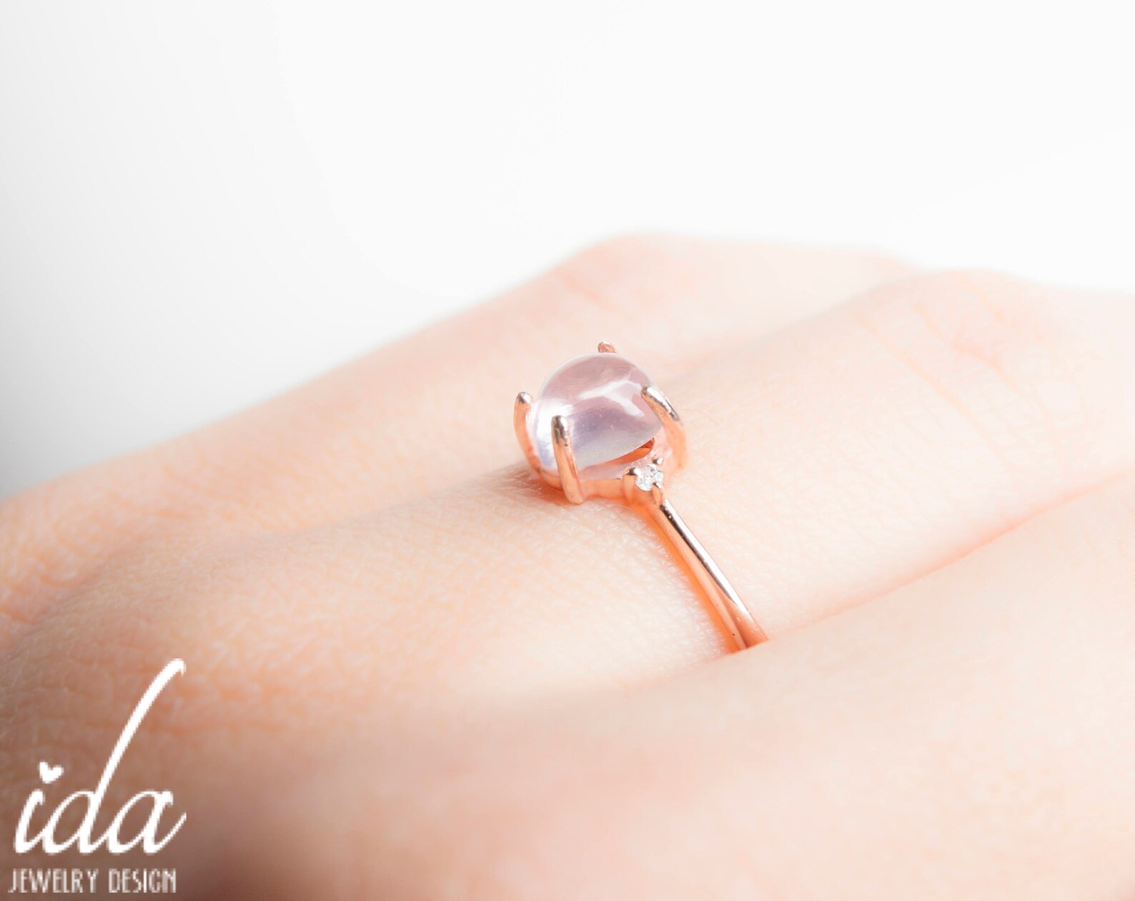 Moonstone Ring Heart Cut Engagement Ring 14K Rose Gold - Etsy