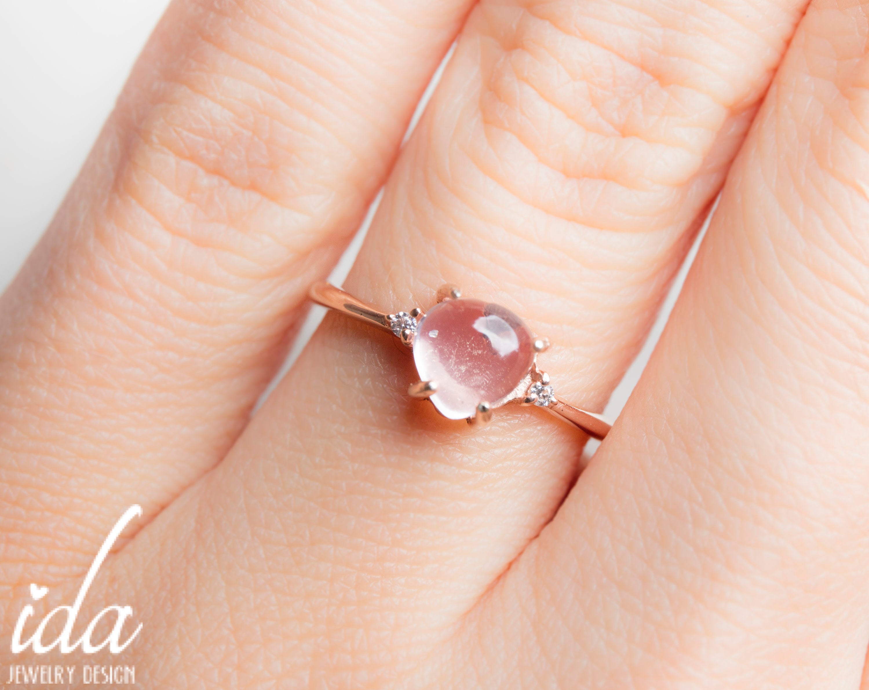 Moonstone Ring Heart Cut Engagement Ring 14K Rose Gold - Etsy