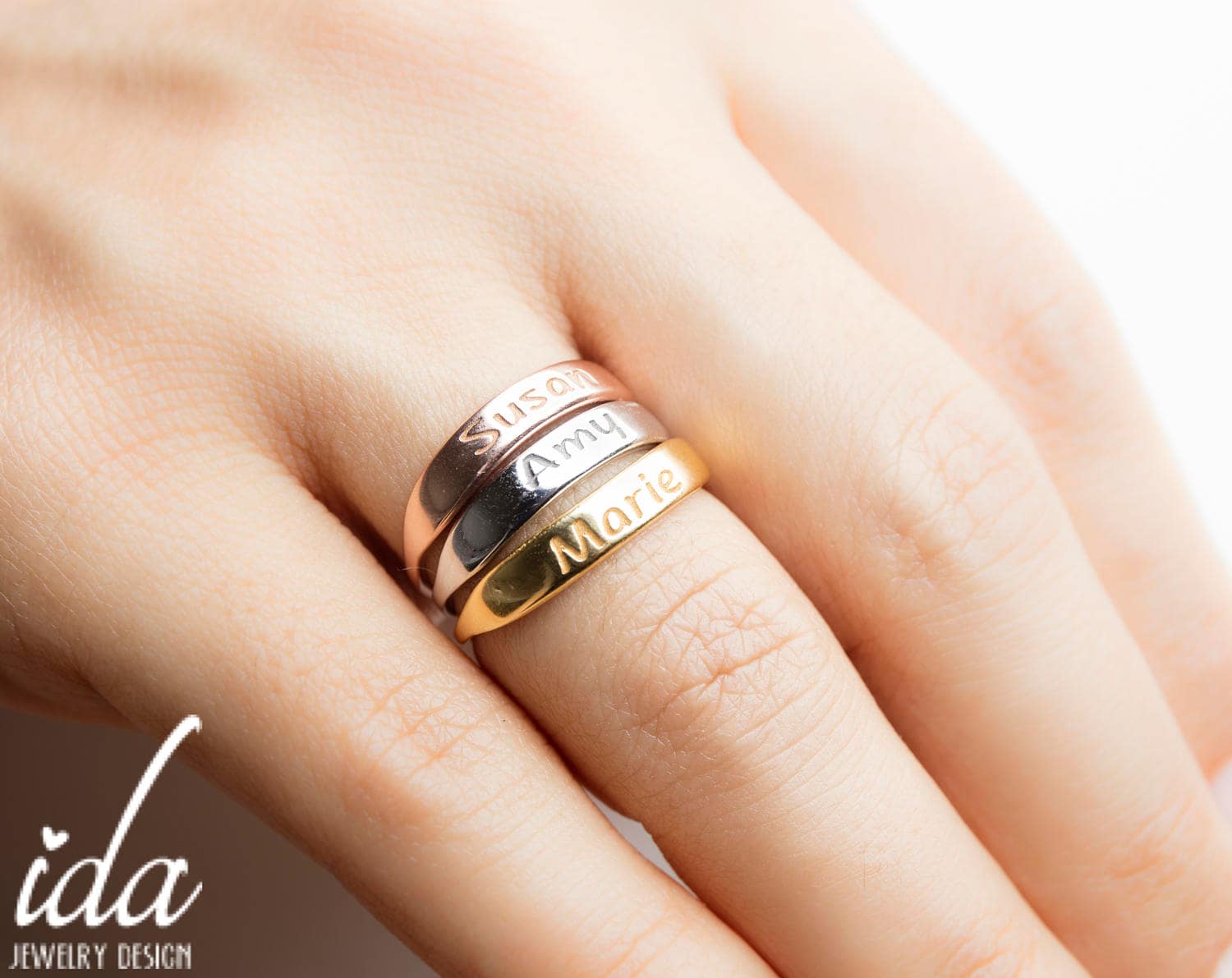 Stackable Name Rings - Personalized Ring - Gold Name Ring - Rose Gold ...