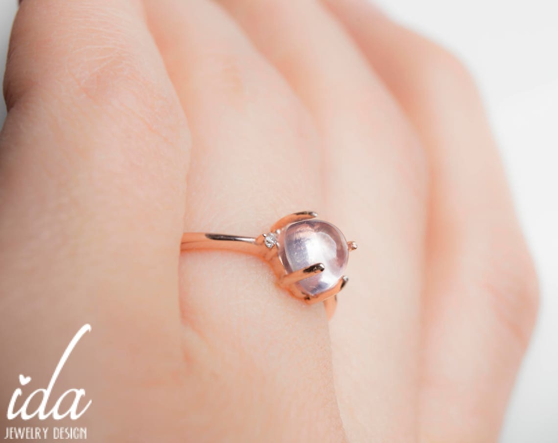 Moonstone Ring Heart Cut Engagement Ring 14K Rose Gold - Etsy