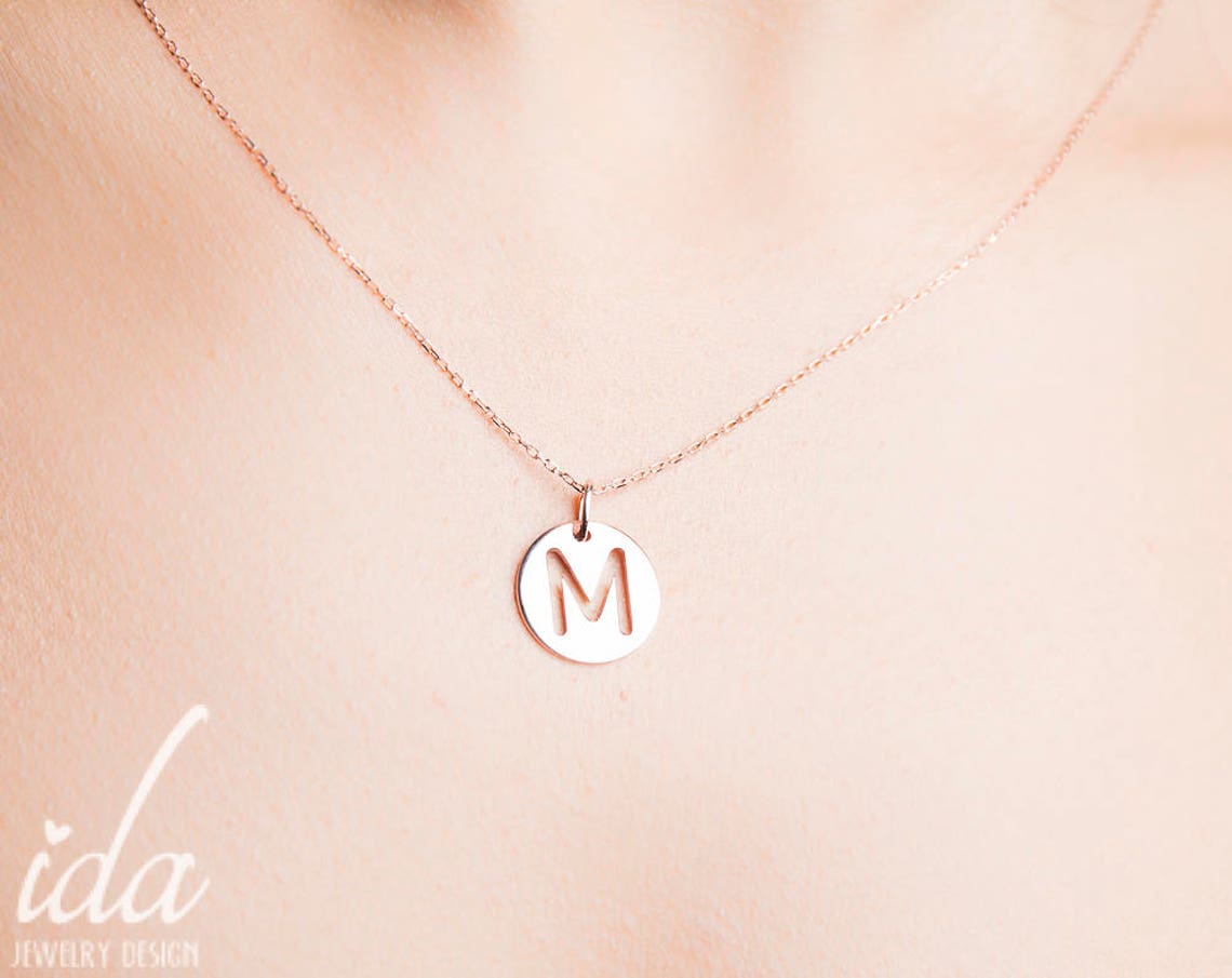 Initial Necklace Rose Gold Personalized Necklace Gold | Etsy