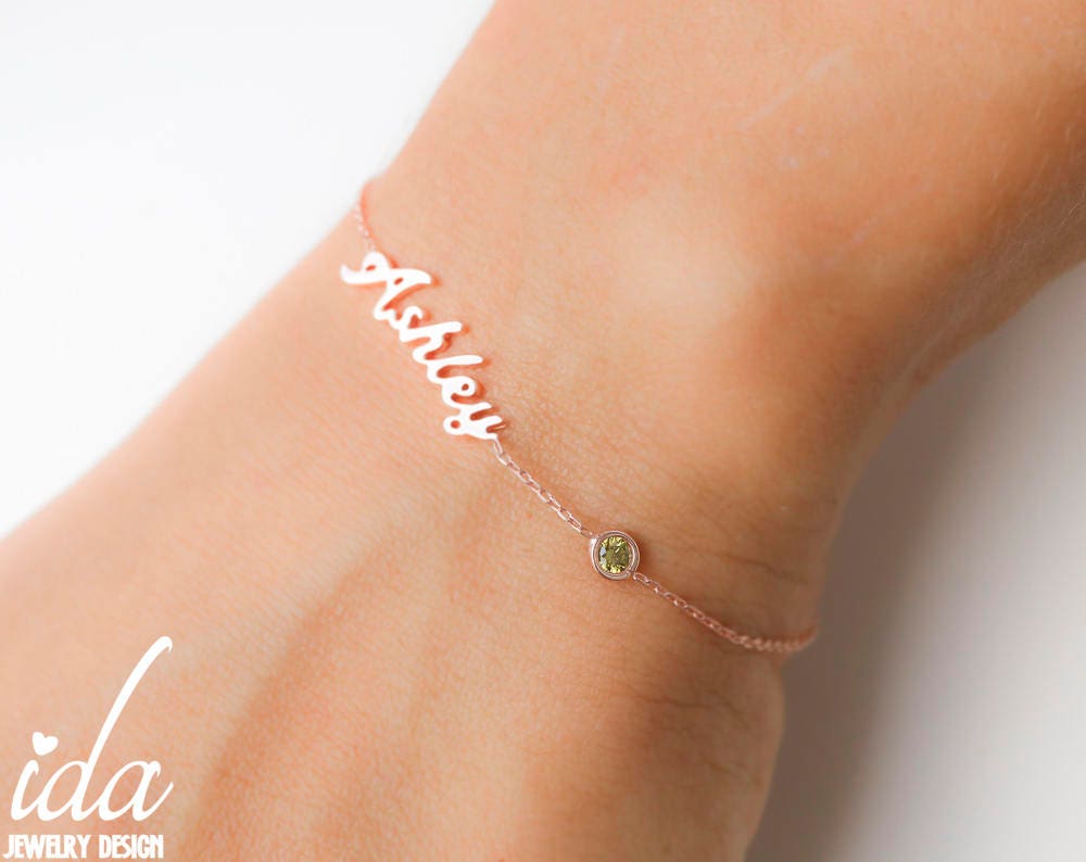 Custom Name Bracelet Personalized Name Bracelet Birthstone | Etsy