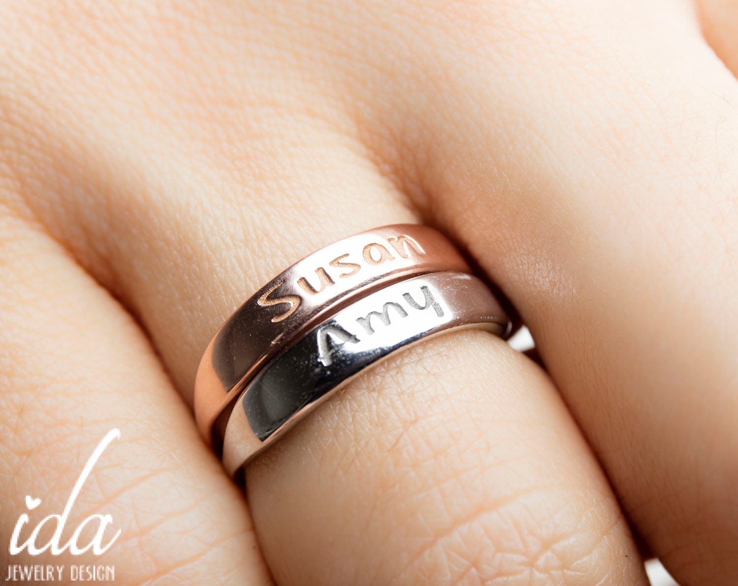 Stackable Name Rings - Personalized Ring - Gold Name Ring - Rose Gold ...