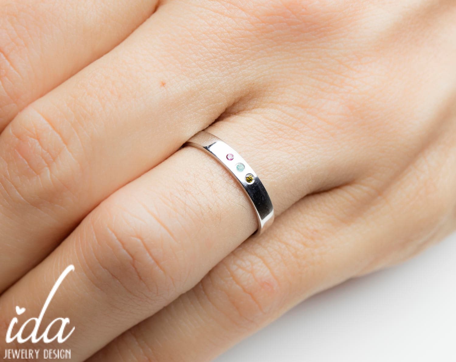 Personalized Birthstone Jewelry - Three Birthstone Ring - Mothers Ring ...