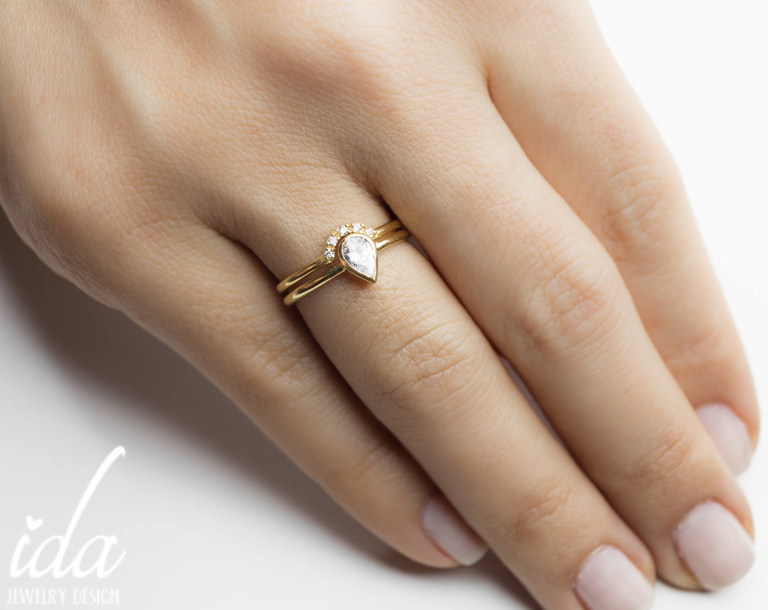 Pear Shaped Engagement Ring Set - Pear Diamond Ring - Pear Cut ...