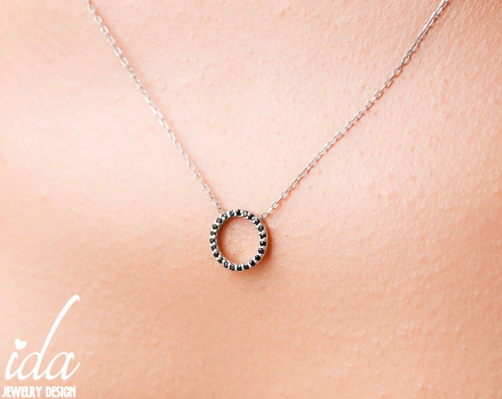 Sterling Silver Necklace - Minimalist Necklace - Simple Necklace - Pave ...