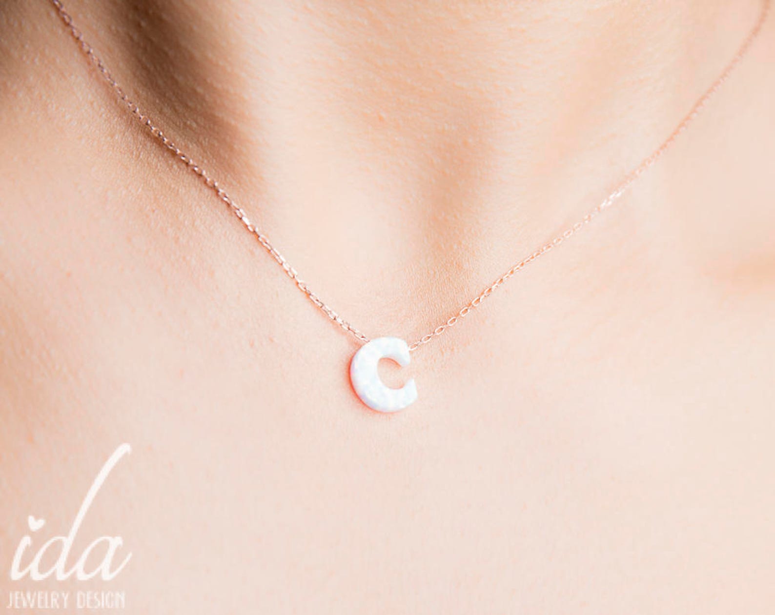 Rose Gold Initial Necklace Personalized Gift for Women | Etsy