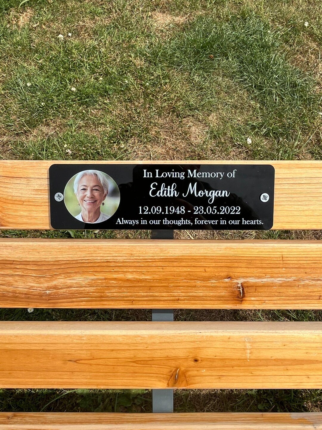 Personalised Memorial Bench Plaque: Photo Memorial, Weatherproof ...