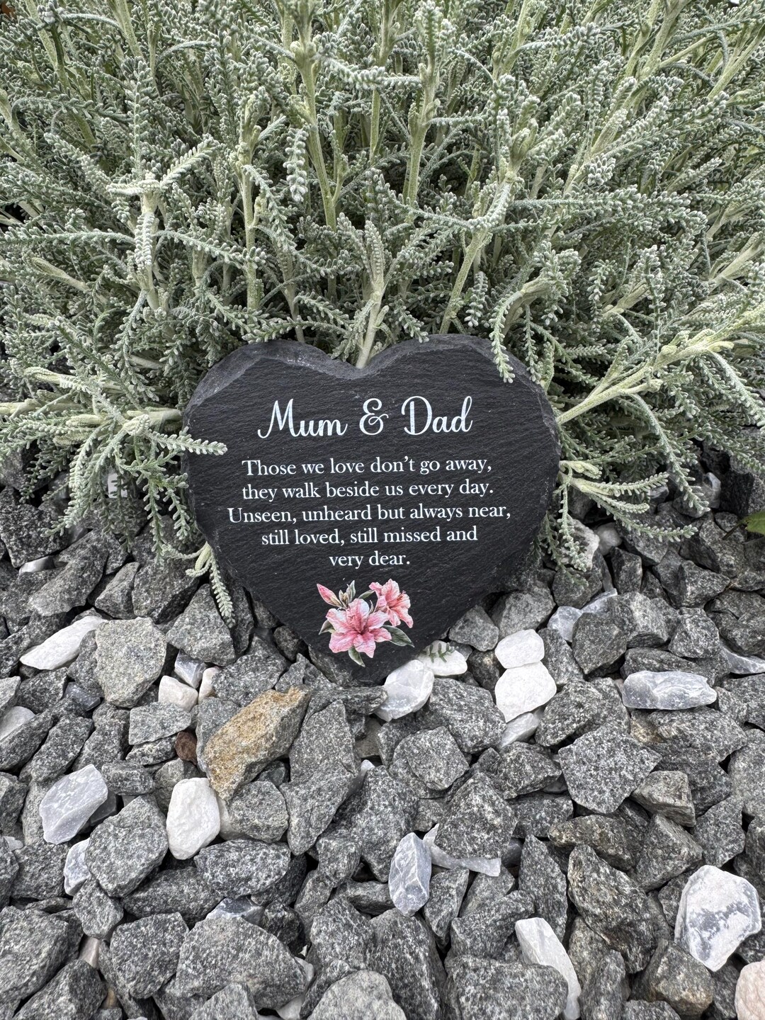 Personalised Floral Heart Slate Memorial: Garden Grave Marker (10x10cm ...