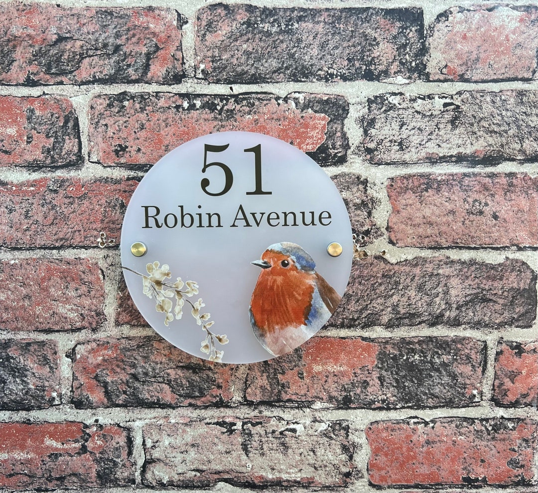 Acrylic House Plaque, Personalised, Robin House Sign, Robin, Robin Sign ...
