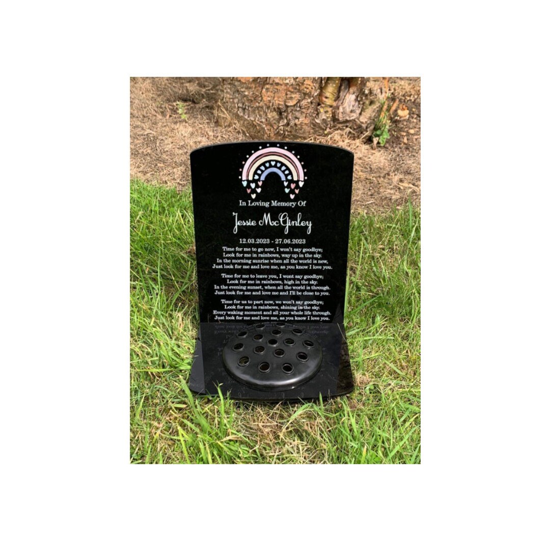 Childrens, Childs Temporary Headstone, Personalised Gravestone, Rainbow ...