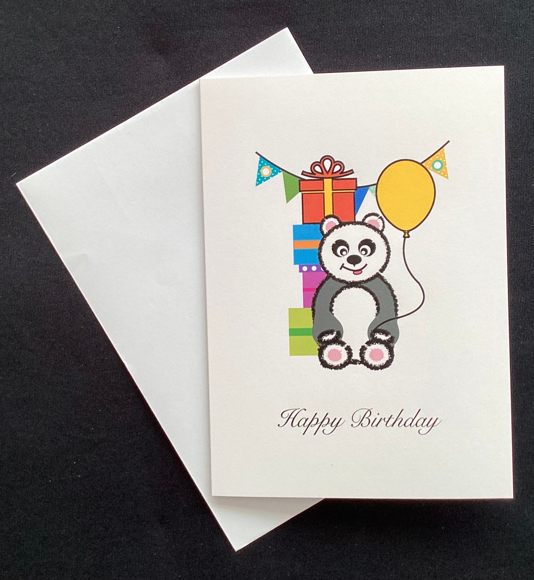 Panda Birthday Card Panda Cub Card, Cute Panda Card, Novelty Card, Bear ...