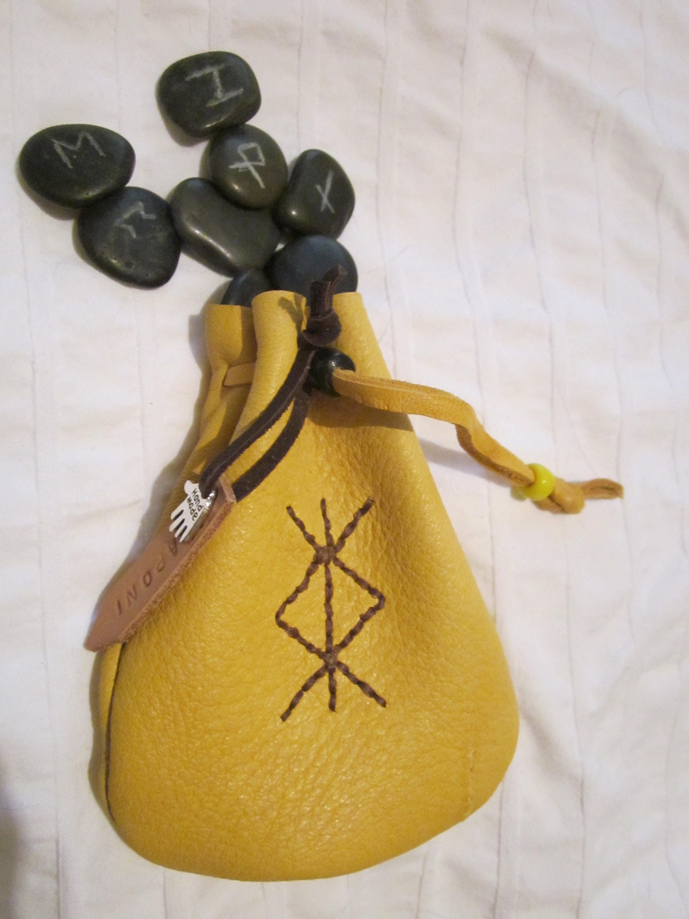 Deerskin Rune Bag With Embroidered Rune by Aponi - Etsy