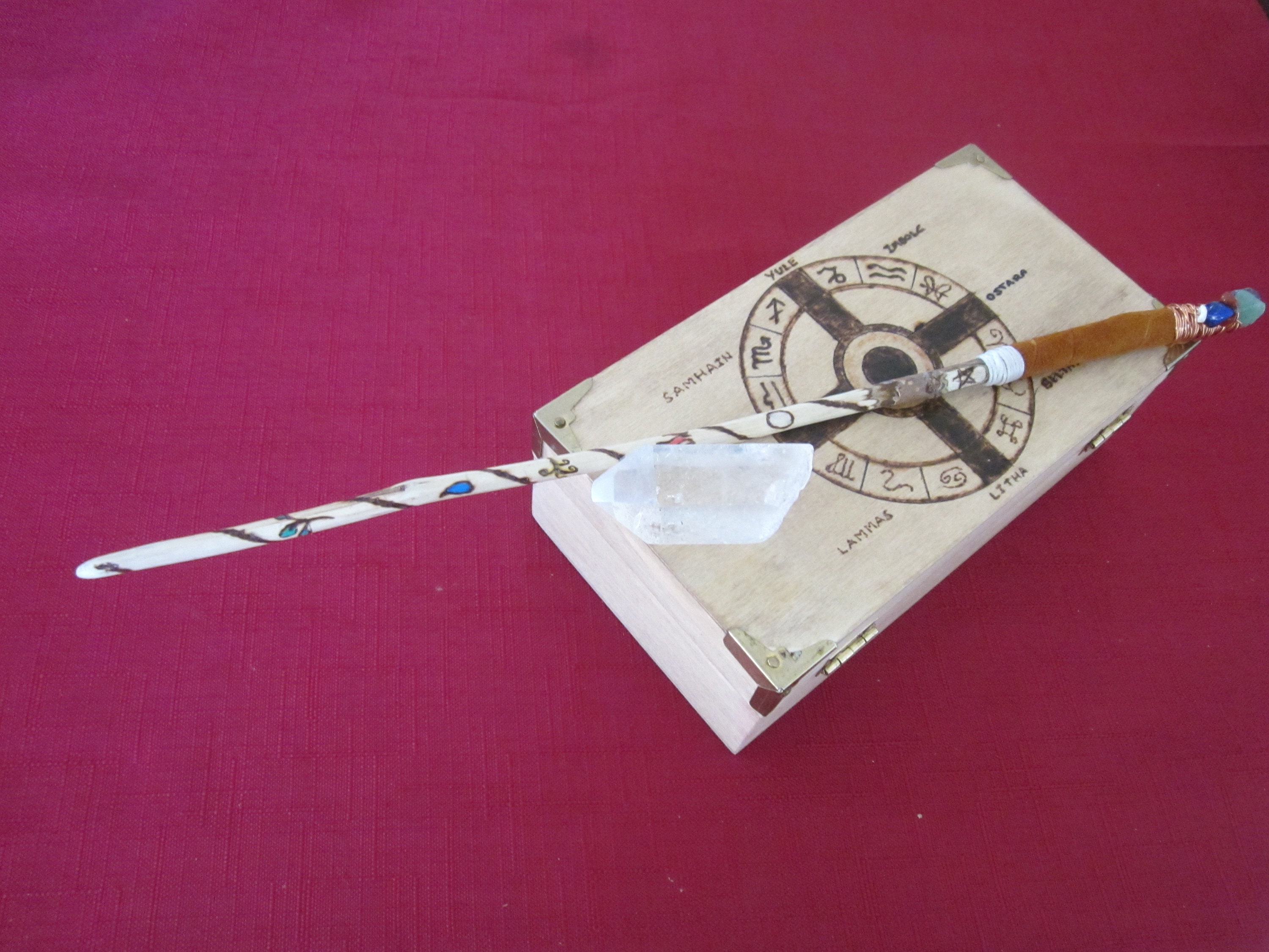 Elemental Wand With Pyrographed Elements a Leather Bound - Etsy UK