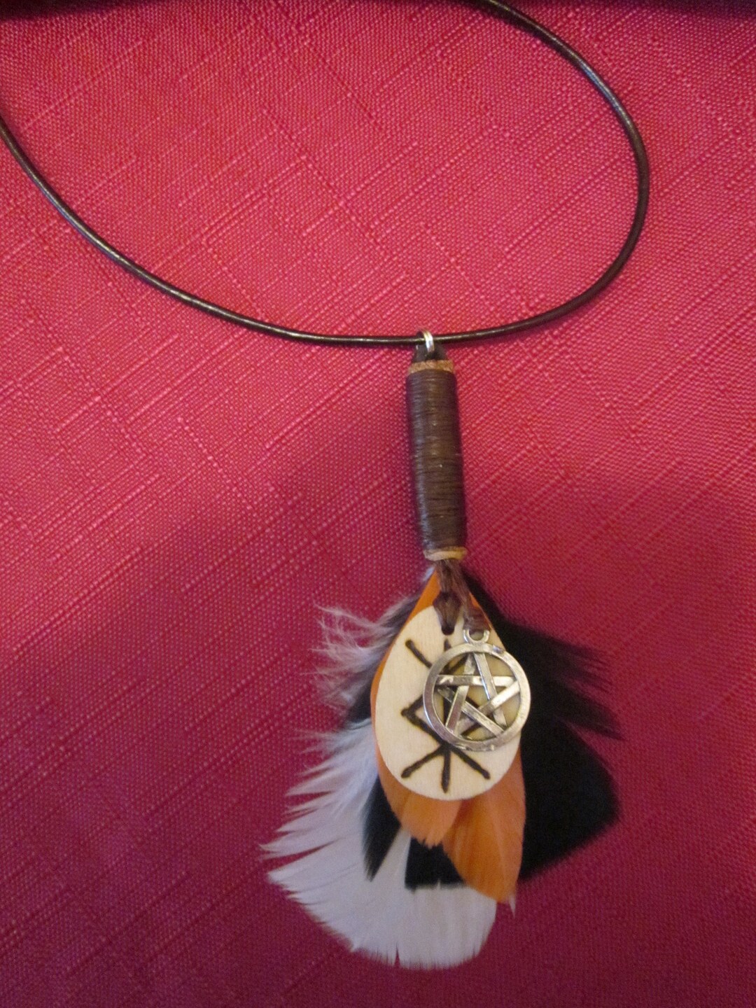 Personalised feather amulet with charm and selected rune for your home ...