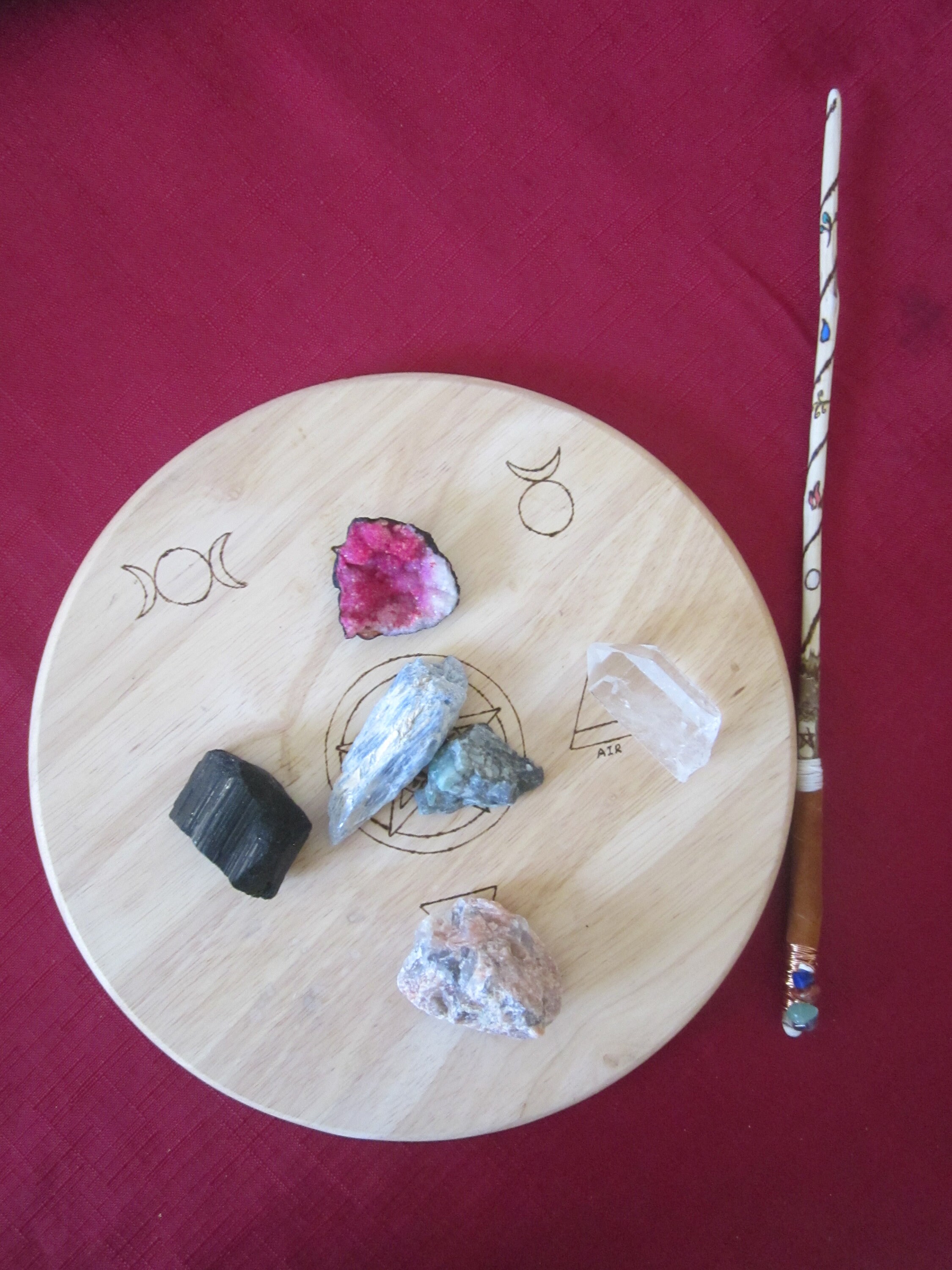 Elemental Wand With Pyrographed Elements a Leather Bound - Etsy UK