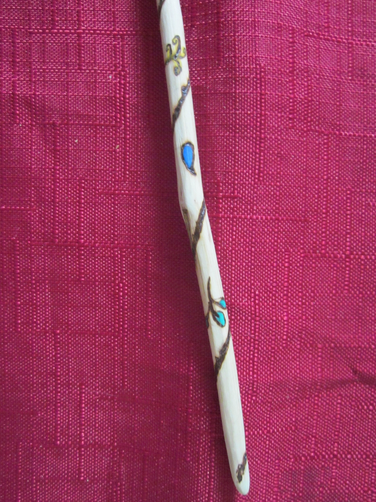 Elemental Wand With Pyrographed Elements, a Leather Bound Handle and ...