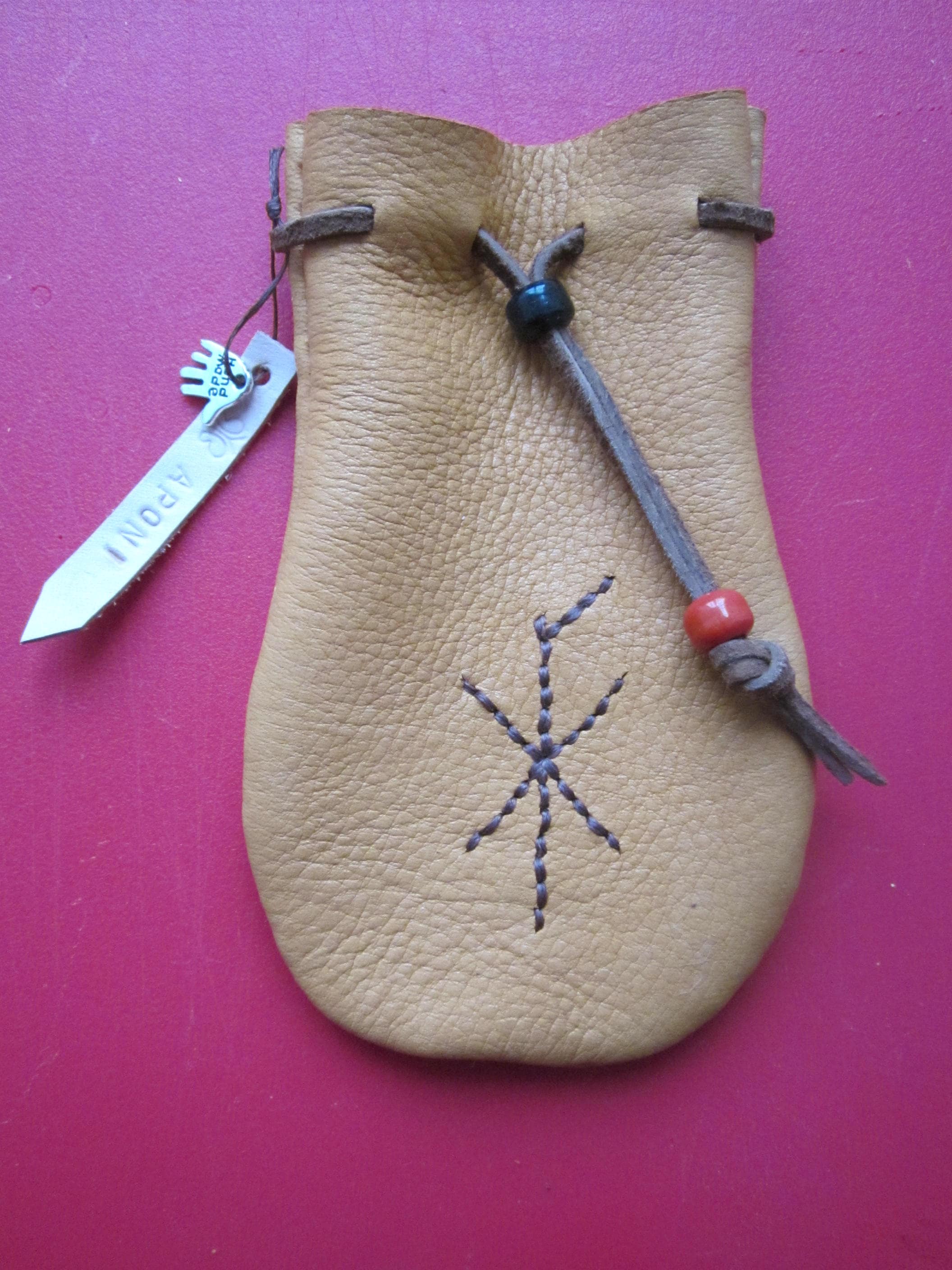 Deerskin Rune Bag With Embroidered Rune by Aponi | Etsy