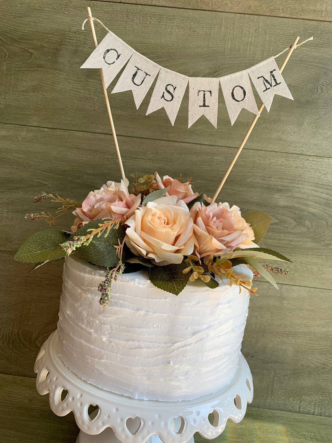 Custom Bunting Banner Burlap Canvas Flag Cake Topper Personalized ...