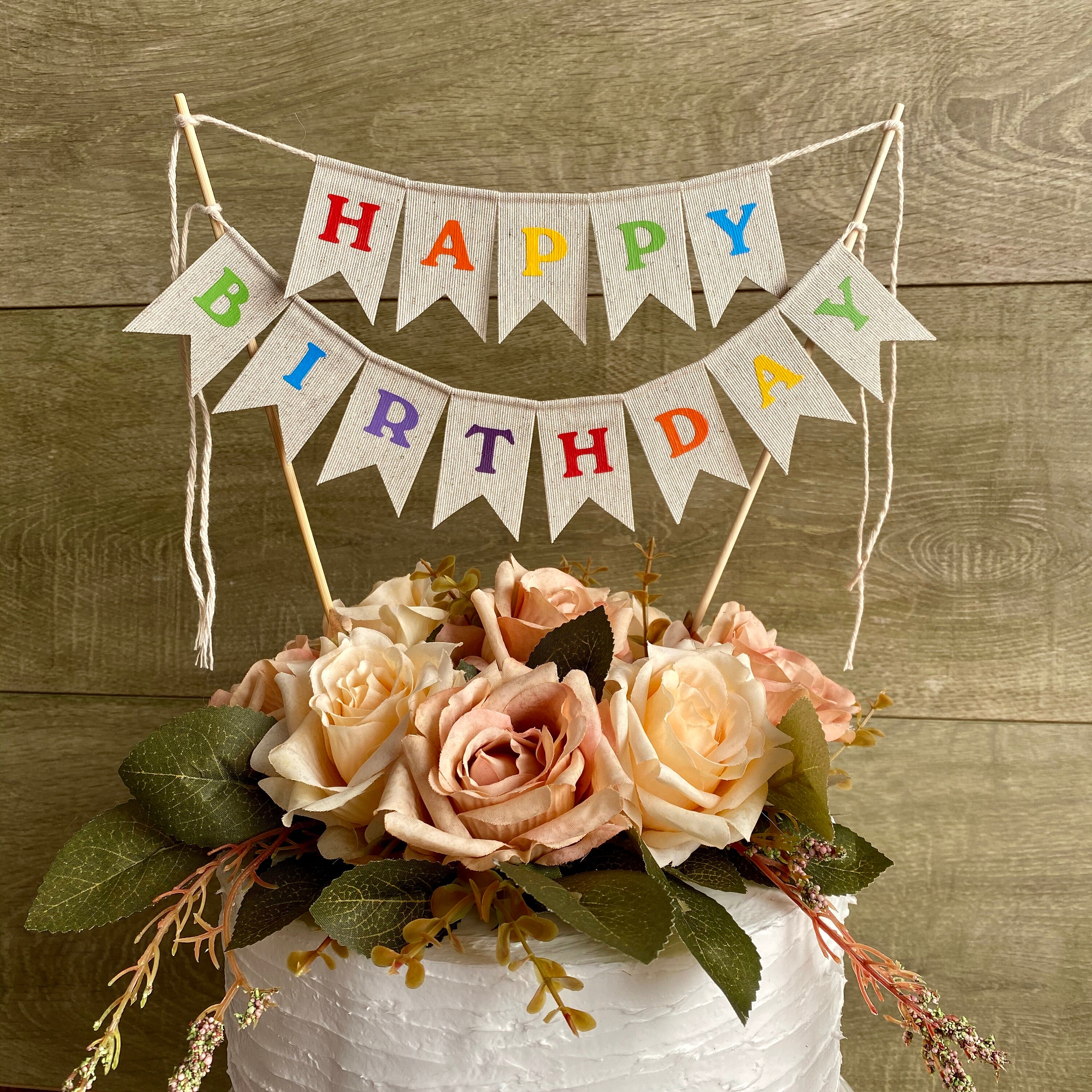 Cake Topper Festoon Cake Banner Customizable Name Banner Gold - Etsy