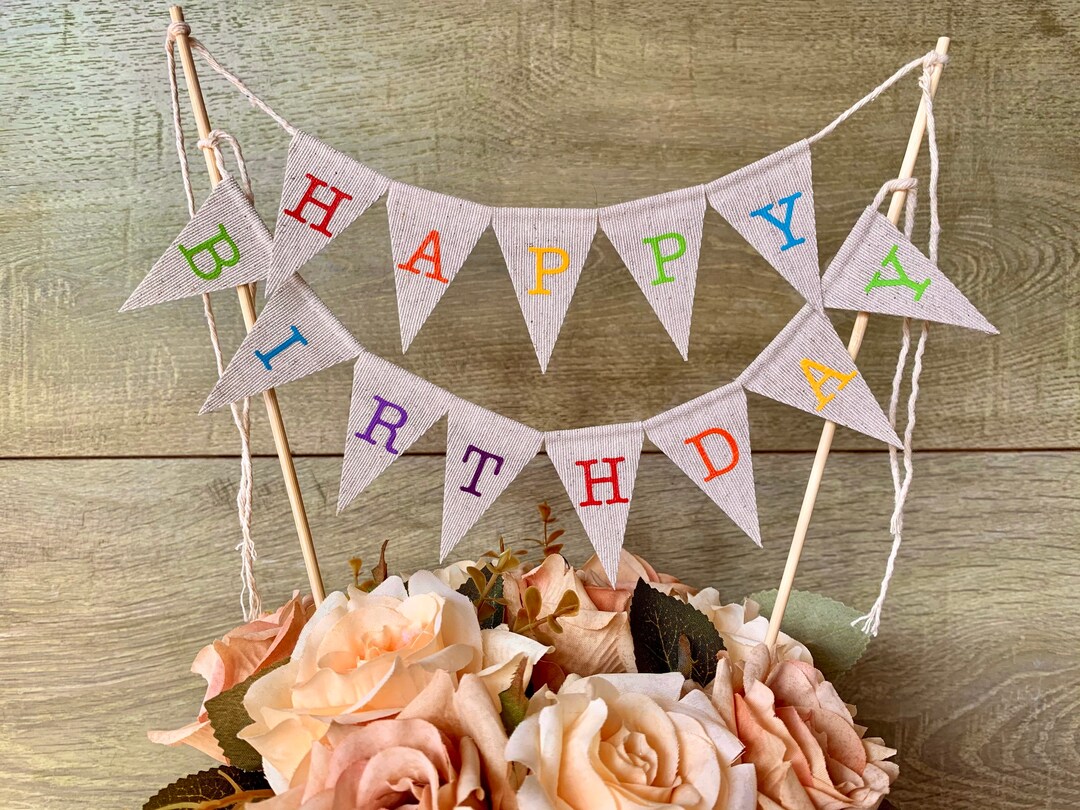 Cake Topper Festoon Cake Banner Gold Silver Rainbow Banner Mini Garland ...