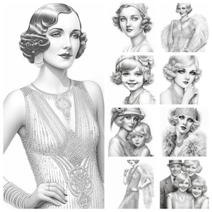 Digital Flapper Coloring Book, 80 Pages, Great Gatsby Inspired Coloring ...