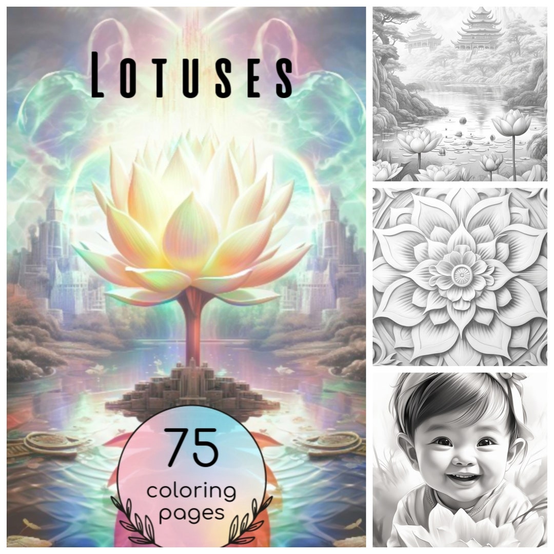 Mindful Fantasy Lotus Flower Coloring Book-stress Relieving Peaceful ...