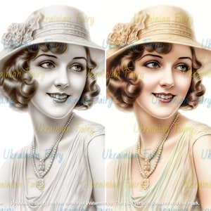 Flapper Girls Fashion 5 Coloring Pages Bundle, Retro-inspired Design ...