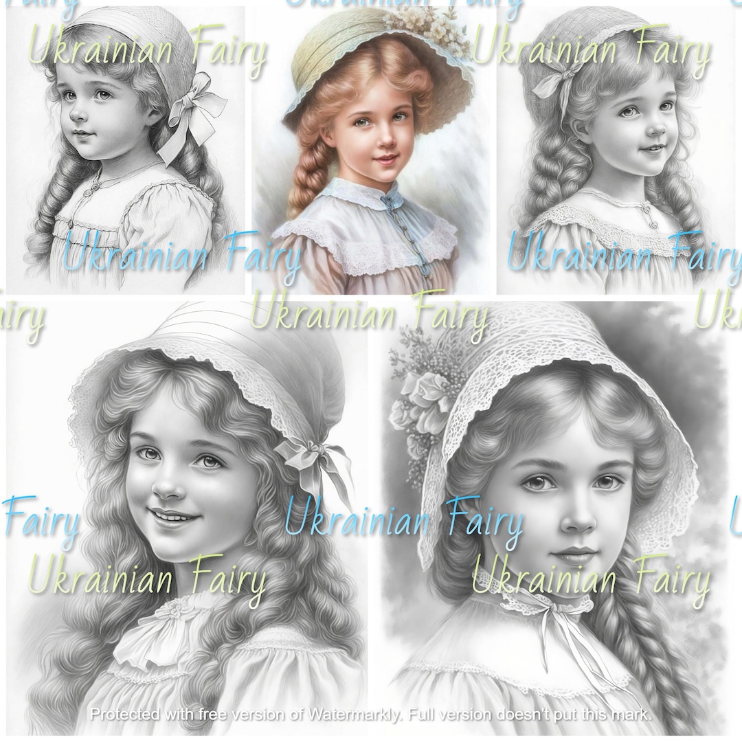 Vintage Coloring Pages, Grayscale Coloring Pages for Girls,1800s Retro ...