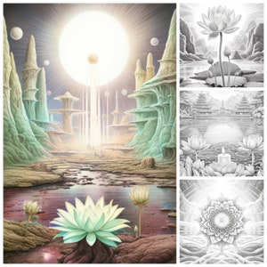 Mindful Fantasy Lotus Flower Coloring Book-stress Relieving Peaceful ...