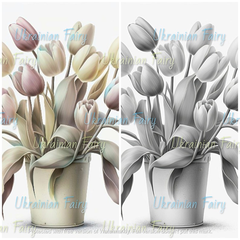 Realistic Tulips Coloring Pages for Adults Spring Coloring - Etsy
