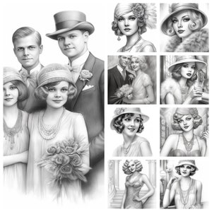 Digital Flapper Coloring Book, 80 Pages, Great Gatsby Inspired Coloring ...