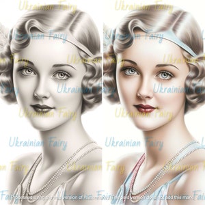 Flapper Girls Fashion 5 Coloring Pages Bundle, Retro-inspired Design ...