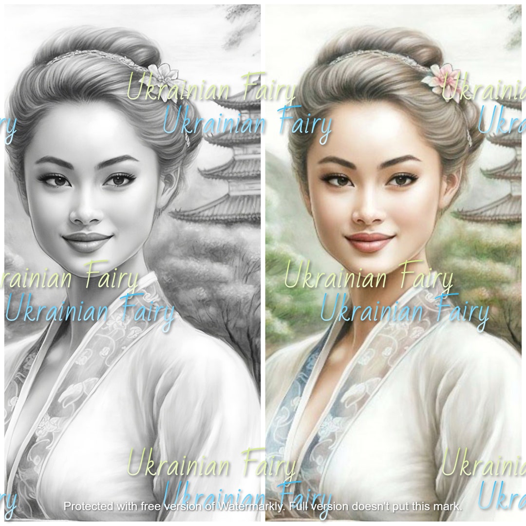 Cute Asian Girl Art, Asian Girl Coloring Pages, Beautiful Women ...