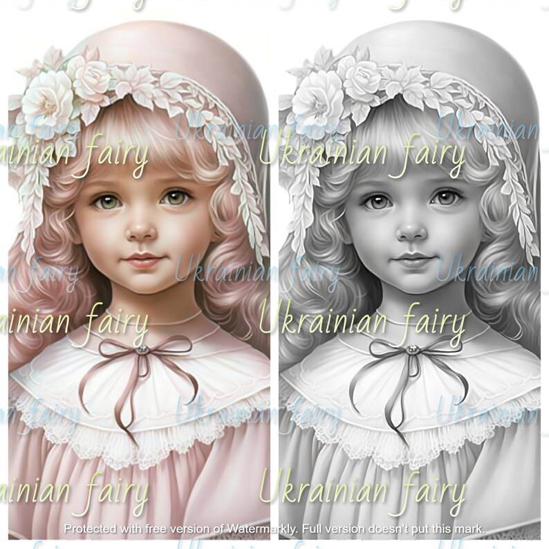 Adult Woman Coloring Page-vintage Girl Coloring-beautiful Little Girl ...