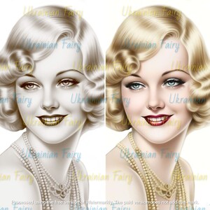 Flapper Girls Fashion 5 Coloring Pages Bundle, Retro-inspired Design ...