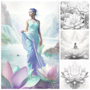 Mindful Fantasy Lotus Flower Coloring Book-stress Relieving Peaceful ...