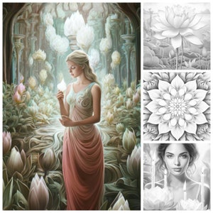 Mindful Fantasy Lotus Flower Coloring Book-stress Relieving Peaceful ...