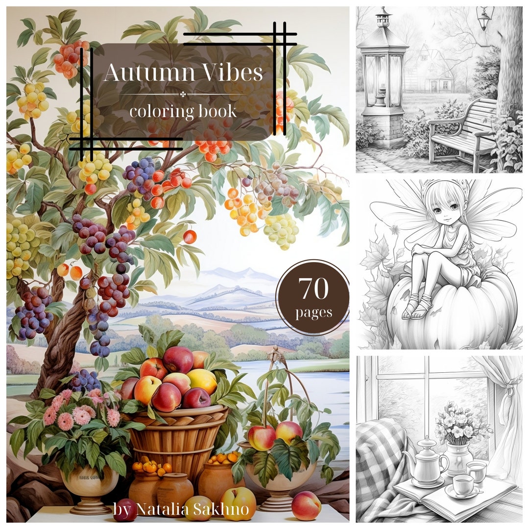 Peaceful Autumn Vibes Coloring Book - Fall Harvest, Autumn Landscapes ...