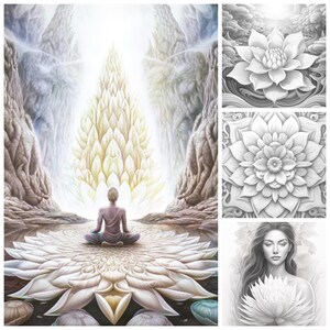 Mindful Fantasy Lotus Flower Coloring Book-stress Relieving Peaceful ...