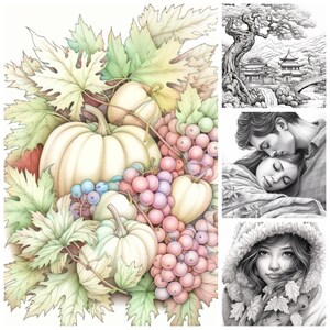 Peaceful Autumn Vibes Coloring Book - Fall Harvest, Autumn Landscapes ...