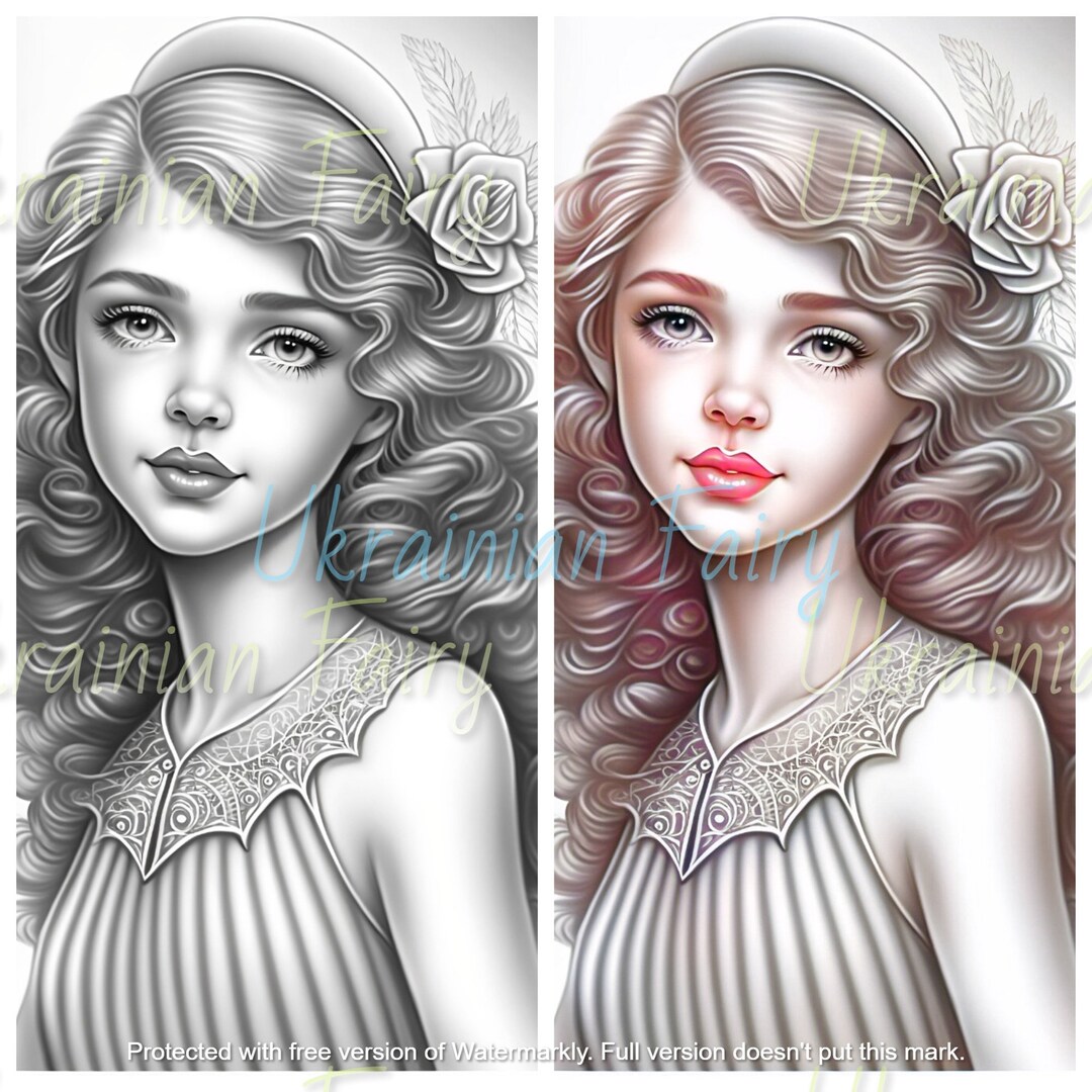 Coloring Page Beautiful Vintage Girl / Printable Adult Women Coloring ...