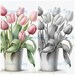 Realistic Tulips Coloring Pages for Adults, Spring Coloring Pages ...