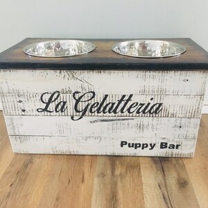 Personalized Puppy Bar Feeding Stand White Wash Dog Bow Small, Medium ...