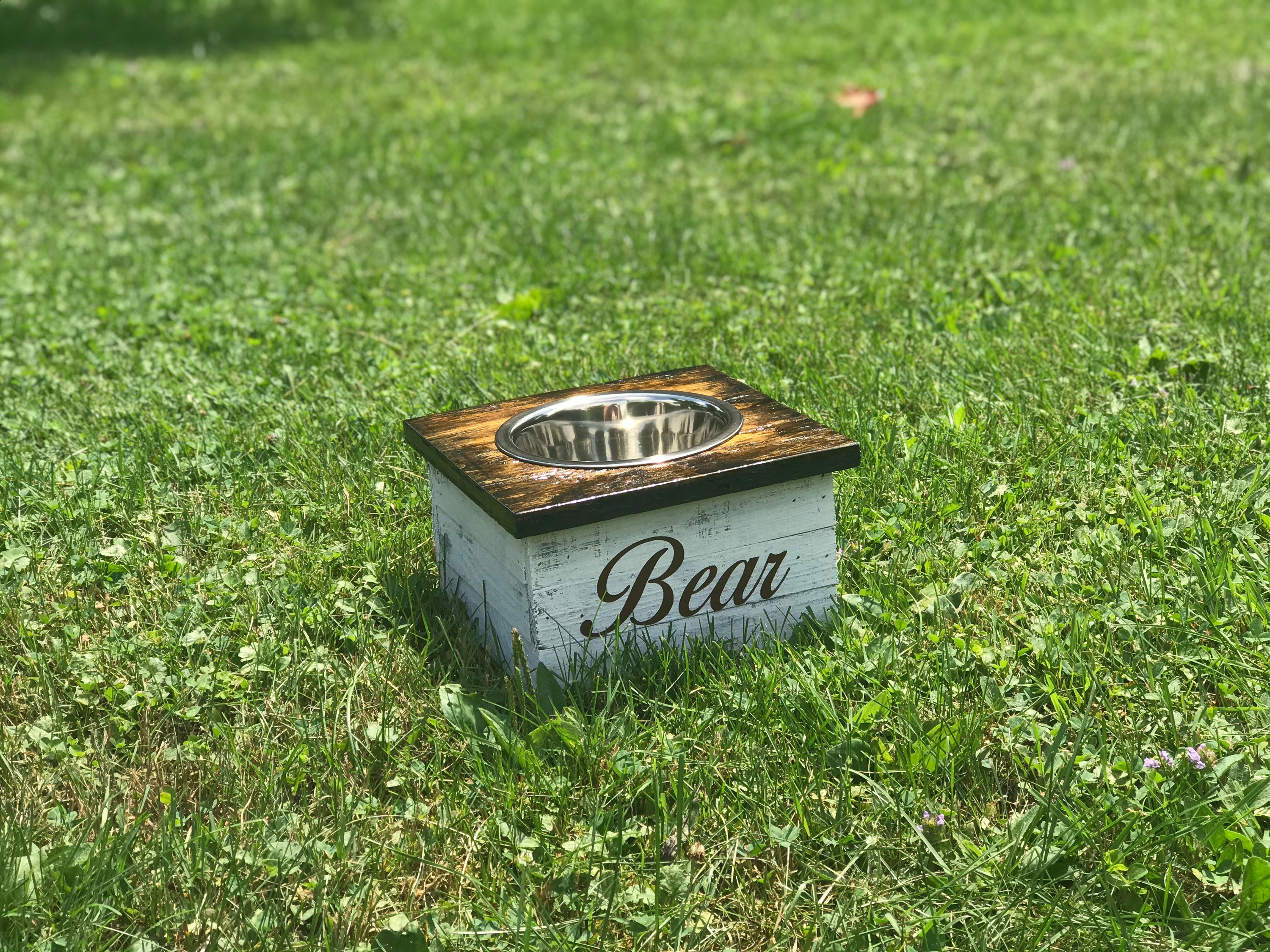 Single Dog Bowl Stand Elevated Personalized Dog or Cat Stand - Etsy
